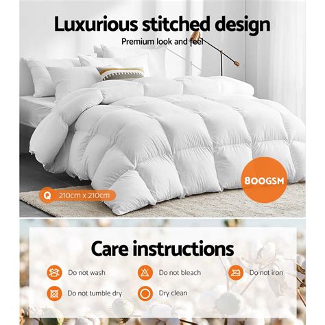 Giselle Queen Quilt 800gsm Goose Down Feather White