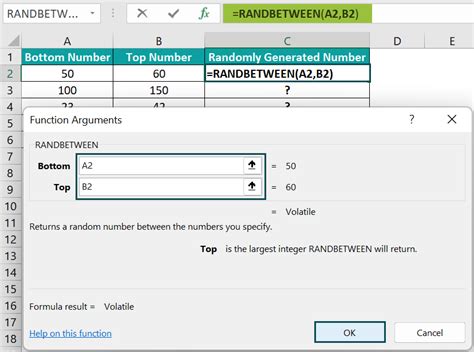 Randbetween Excel Formula Function Example How To Use