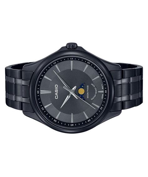Casio Standard Analog Moon Phase Black Dial Quartz Mtp M100b 1a Mens Watch Za