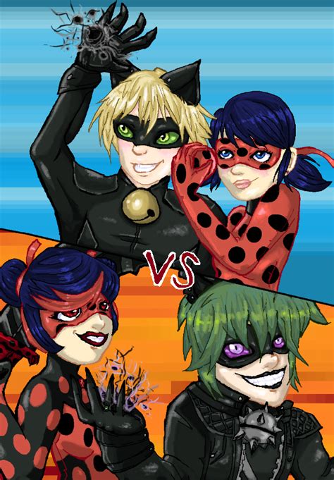 Cat Noir And Ladybug Vs Shadybug And Claw Noir By D1g1m0ncrazy On