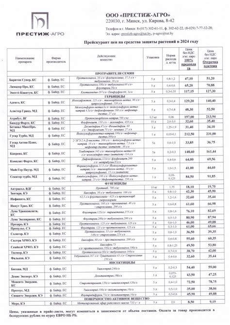 ООО Престиж агро Средства защиты растений СЗР купить в Беларуси