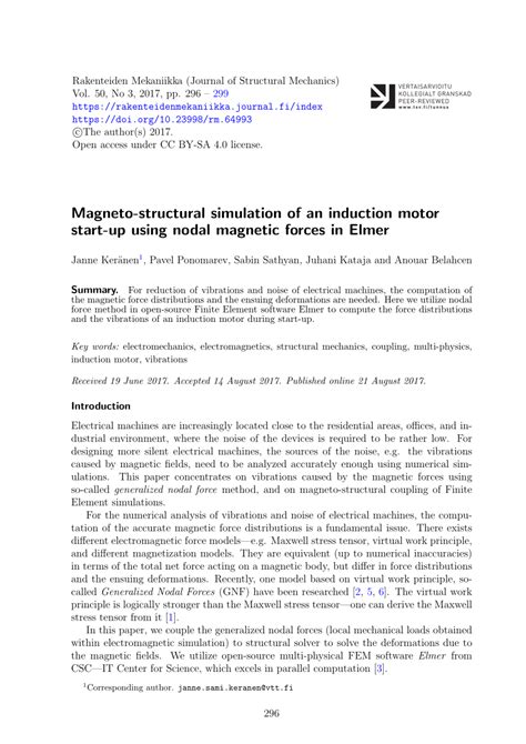 Pdf Magneto Structural Simulation Of An Induction Motor Start Up Using Nodal Magnetic Forces