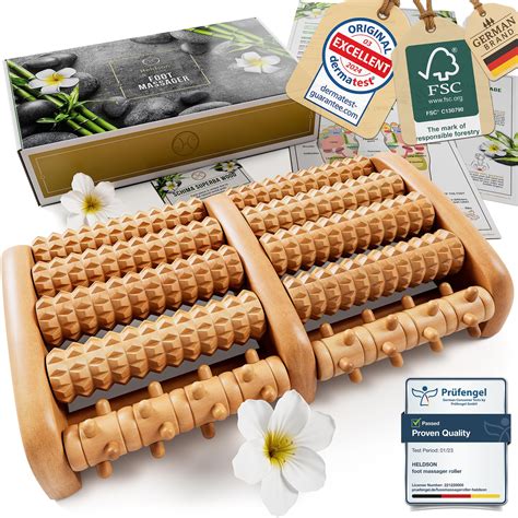 Heldson® Wooden Foot Massager Roller Fsc®100 Wood Dual Rollers