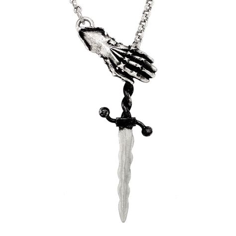 Sterling Silver Dagger And Gauntlet Lariat Necklace Misericord Alara