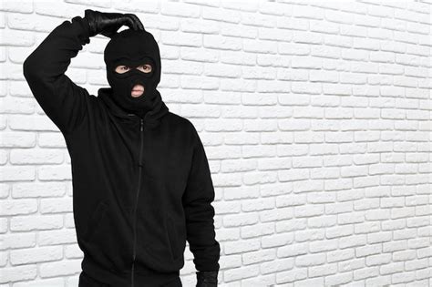 Premium Photo Burglar Thief Computer Hacker Criminal Stealing Stockings Mask