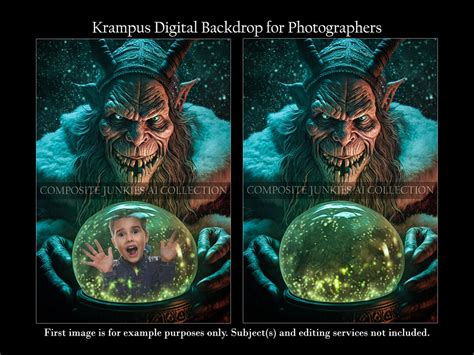 Krampus Holding Snow Globe Digital Background Christmas Digital