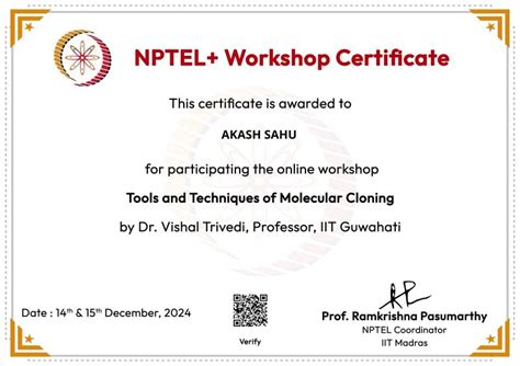 Nptel Molecularcloning Learninganddevelopment Iitguwahati Akash Sahu