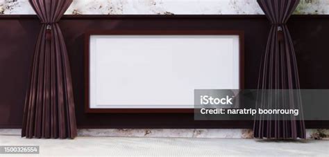 사진 프레임 빈 프레임이 있는 내부 갤러리 커튼이 있는 벽에 럭셔리룸 3d 일러스트레이션 0명에 대한 스톡 사진 및 기타 이미지 0명 Exhibition Match