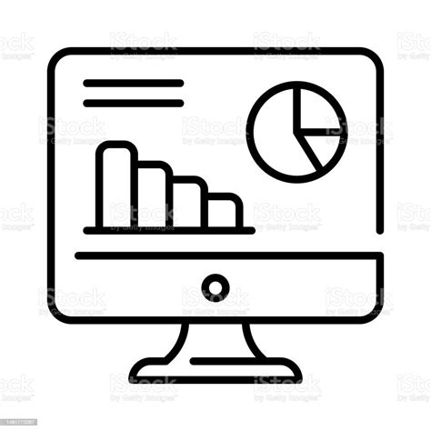 Bar Chart And Pie Chart On Monitor Display Denoting Vector Of Data