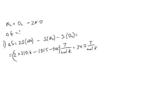 Solved The Reaction Of Nitrogen With Oxygen Under High Pressure And