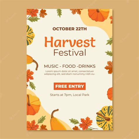 Premium Vector Flat Harvest Festival Vertical Poster Template