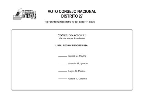 ELECCIONES INTERNAS 2023 VOTOS DISPONIBLES PARA IMPRIMIR PPD
