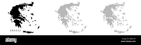 Greece Detailed Silhouette Map Dotted Pattern And Slanted Parallel Lines Pattern Greek