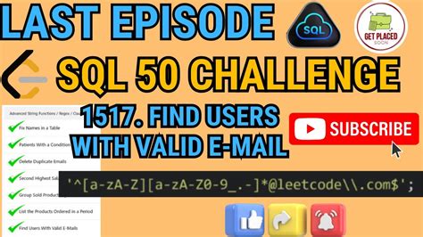 Leetcode Sql 50 Challenge Episode 44 1517 Find Users With Valid E