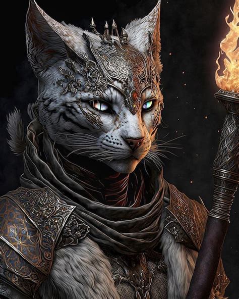 Premium Photo A Cat With A Torch In His Hand