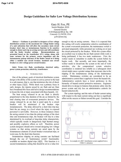 Design Guidelines For Safer Low Voltage Distribution Systems Pdf Transformer Electric Arc