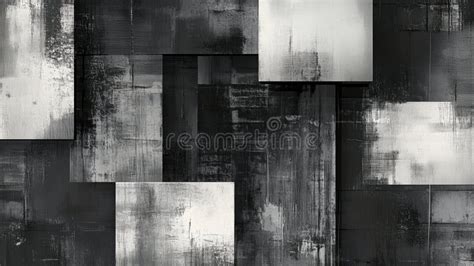 Abstract Black And White Textured Composition With Squares And Rectangles Stock Image Image Of