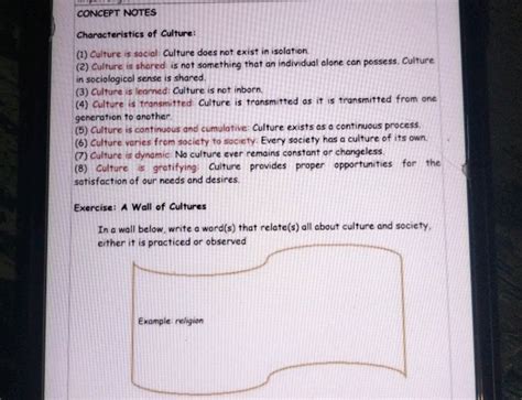 CONCEPT NOTES Characteristics Of Culture 1 StudyX