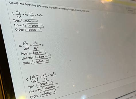 Solved Classify The Following Differential Equations