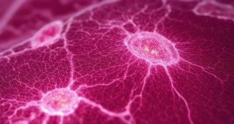 Vibrant Pink Cells Under A Microscope Showcasing Intricate Cellular Structures Premium Ai