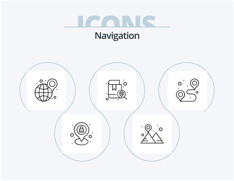Navigation Line Icon Pack 5 Icon Design Navigation Place