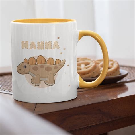 Personalized Mug With Name And Dinosaur Stegosaurus Motif Etsy