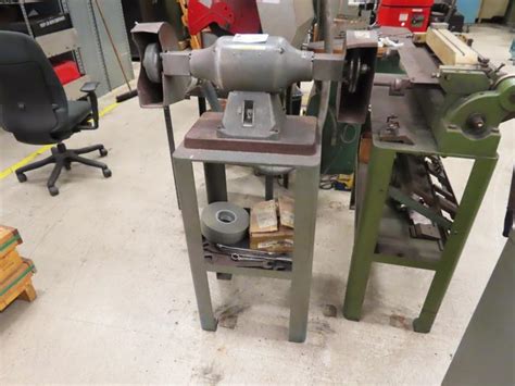 Machines Used Baldor Double End Pedestal Buffer Buff Wheel Wire Brush Cabinet Base With