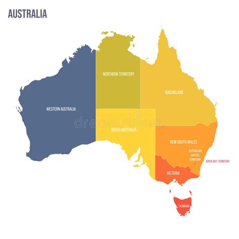 Mapa Político De Divisiones Administrativas De Australia Ilustración