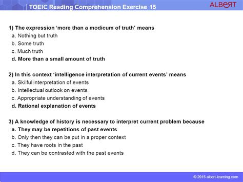 © 2015 albert-learning.com TOEIC Reading Comprehension Exercise 15 READING COMPREHENSION ...