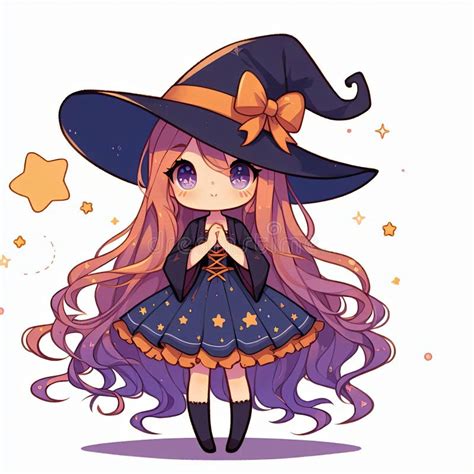 Adorable Chibi Witch In A Dress Stock Illustration Illustration Of