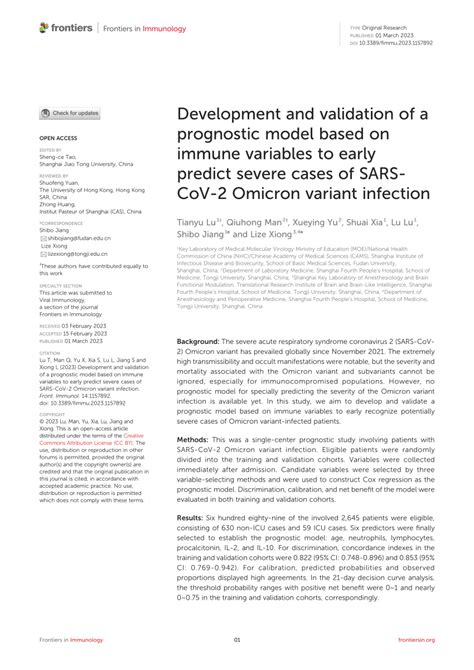 Pdf Development And Validation Of A Prognostic Model Based On Immune