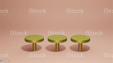 3d 렌더 이미지 골든 제품 연단 디스플레이 또는 쇼케이스 파스텔 핑크 색상의 배경 스튜디오 0명에 대한 스톡 사진 및 기타
