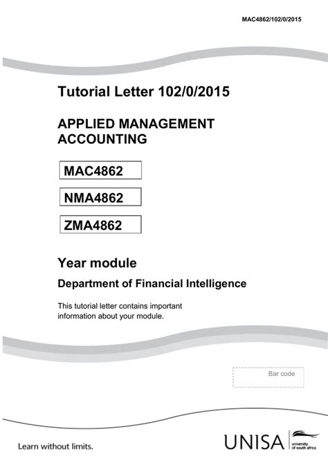 Tutorial Letter 10202015