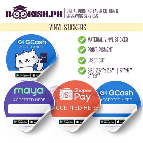 Gcash Maya Shopeepay GrabFood FoodPanda Vinyl Store Sticker Shopee