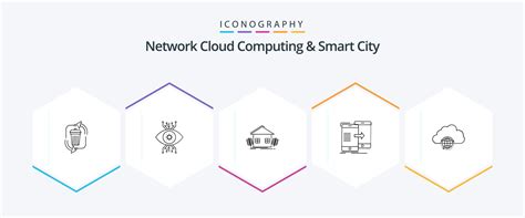 Network Cloud Computing And Smart City 25 Line Icon Pack Including