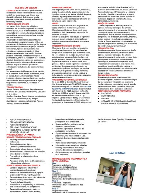 Triptico De Las Drogas Pdf La Dependencia De Sustancias Drogas
