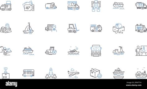 Shipment Transfer Line Icons Collection Logistics Freight Transport