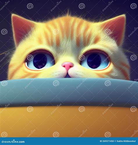 Cute Adorable Big Eyes Kitty Kitten Cat Portrait Orange Chubby Stock