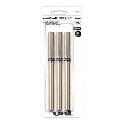 Uni Ball Deluxe Rollerball Pens Fine Point 07mm Black 3 Count