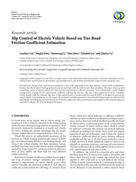 Tire Road Friction Pdf Friction Force