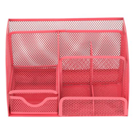 Pen Holder Multipurpose 7 Compartments Iron Wire Coated Desk Pen