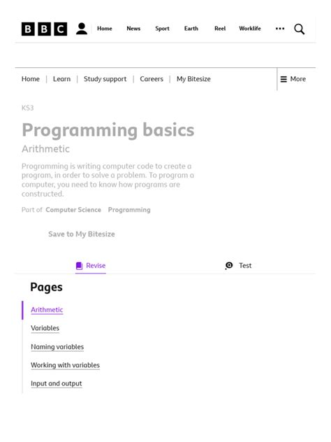 arithmetic programming basics ks3 computer science revision bbc