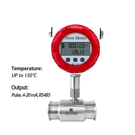 Turbine Water Flowmeter 150℃ Hot Water Flow Meter Sensor Tri Clamp Flow