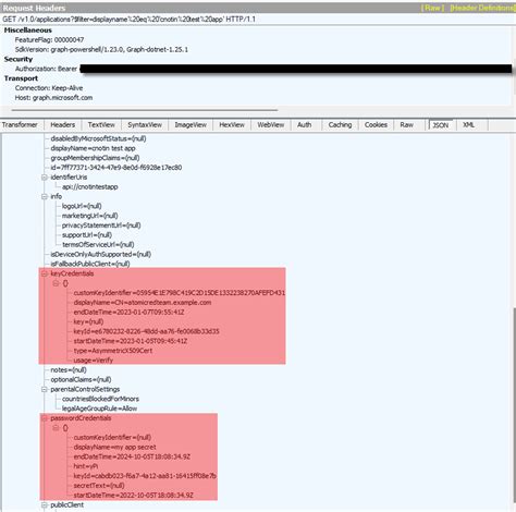 get mgapplication incorrectly returns empty keycredentials · issue