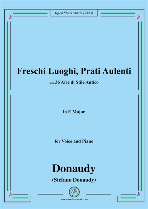 Donaudy Freschi Luoghi Prati Aulenti In E Major Arr OSM Press Sheet