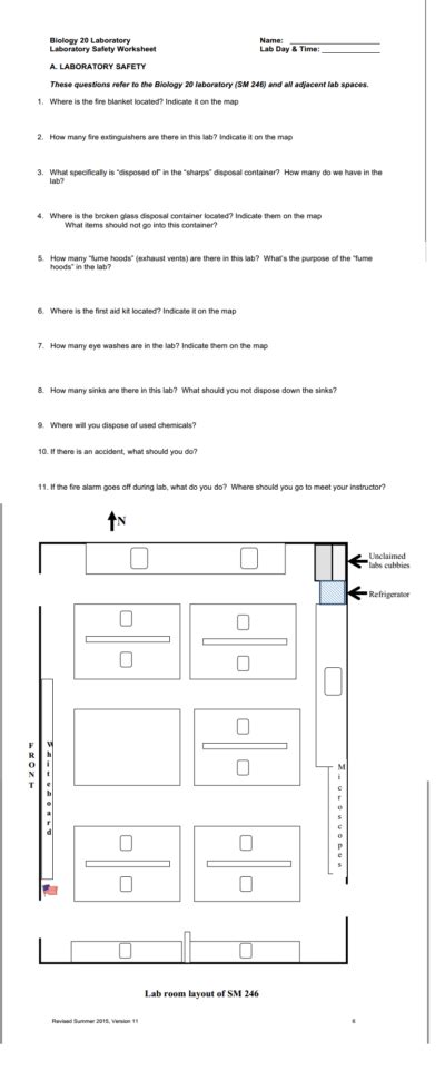 Lab Safety Worksheet Answers Db Excel Com
