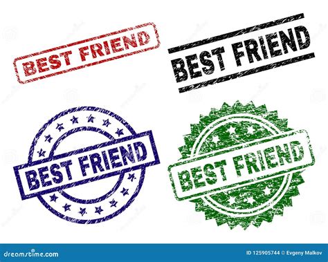 Scratched Textured Best Friend Seal Stamps Stock Vector Illustration