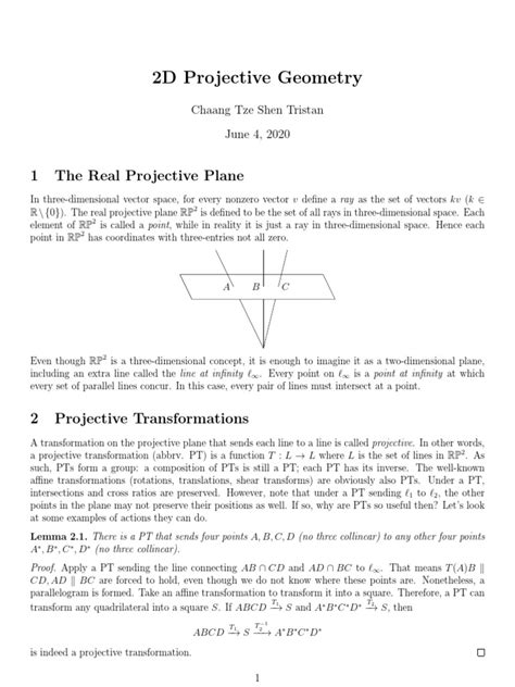 2d Projective Geometry 1 The Real Projective Plane Pdf Line