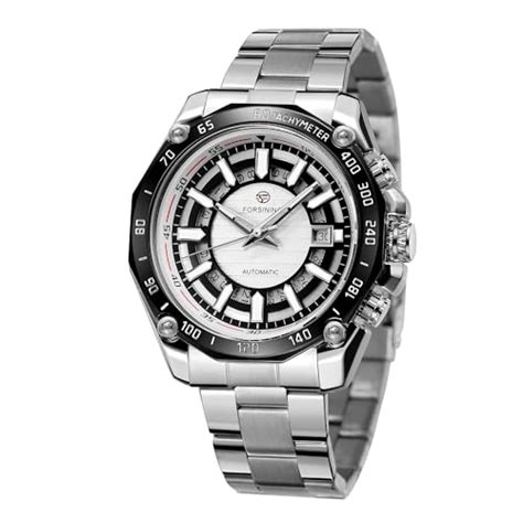 FORSINING Reloj militar automático de acero inoxidable con calendario