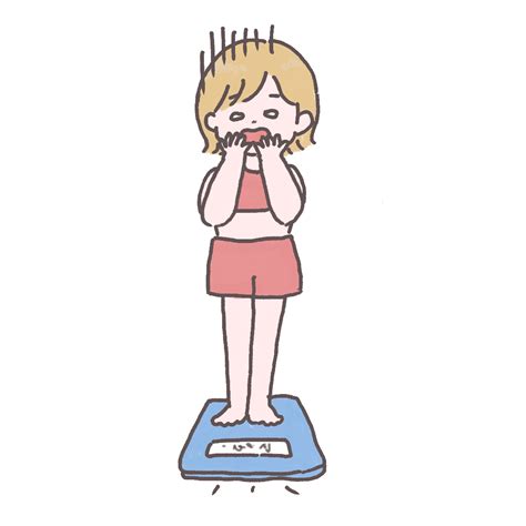 体重計を見てガーンの表情になっている女の子